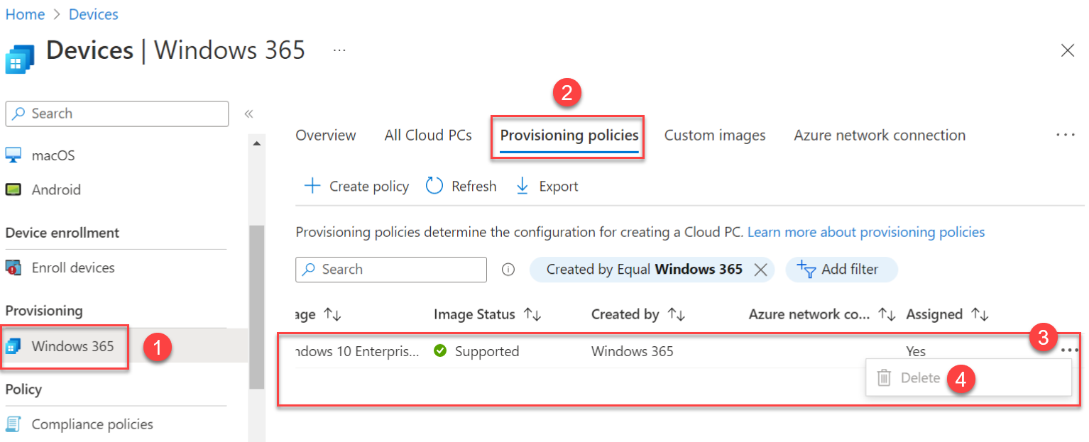 PowerShell – Unassign/Delete the Windows 365 Cloud PC Provisioning Policy | AskAresh
